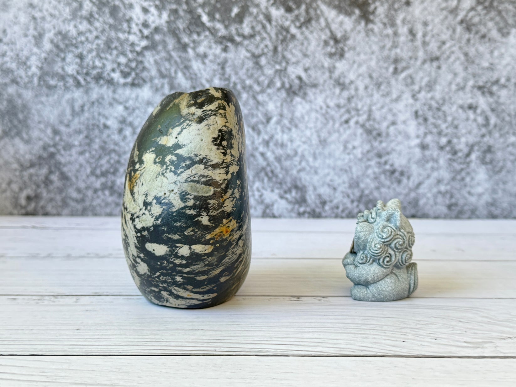 "Black Forest" - Handmade Natural Riverstone Vase – Enchanted Riverstone