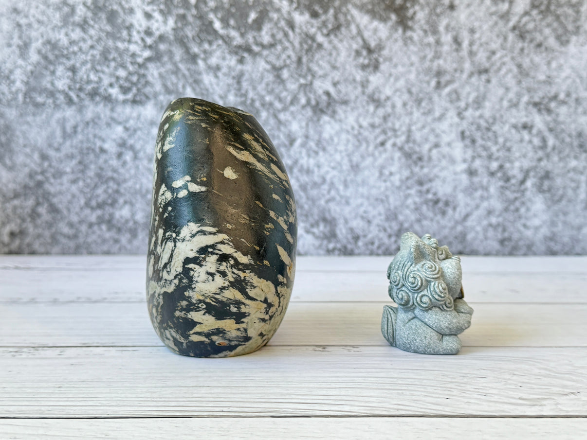 "Black Forest" - Handmade Natural Riverstone Vase – Enchanted Riverstone